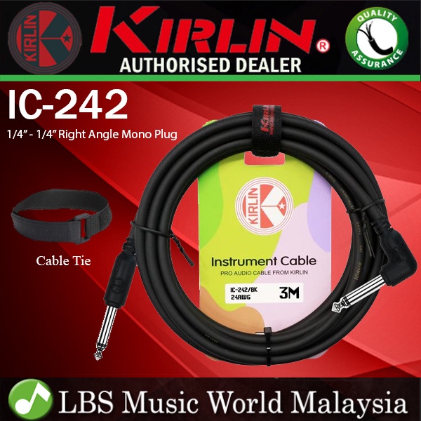 Kirlin Cable IC-242 3 Meter Mono Right Angle L Plug Instrument Cable ...