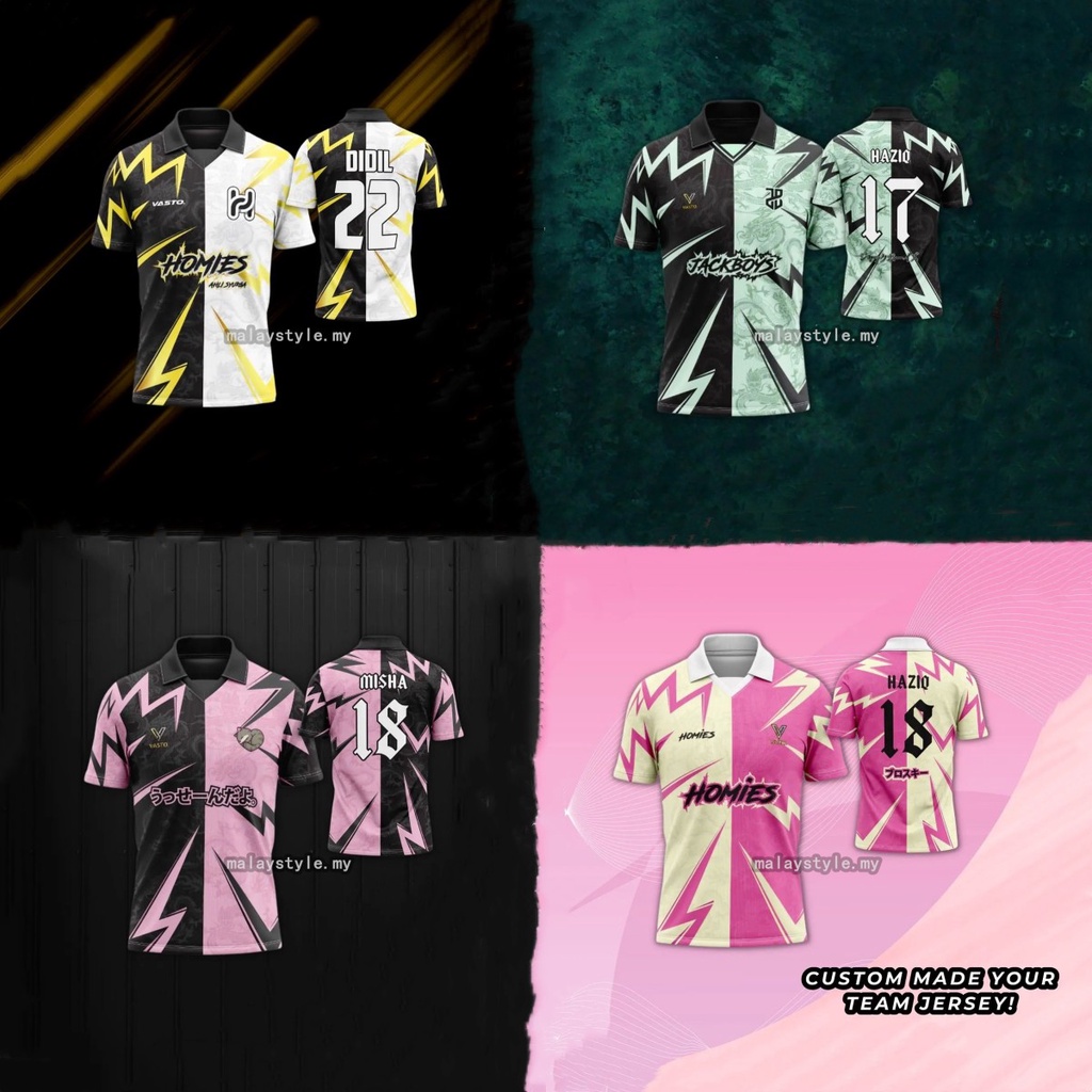 Baju Viral Jersey Murah Custom Name and Number Retro Collar Jersi ...