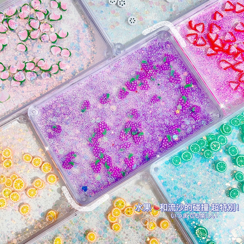 Creative DIY Into Oil Fruit Quicksand Glitter Guka Brick Keychain Ins ...
