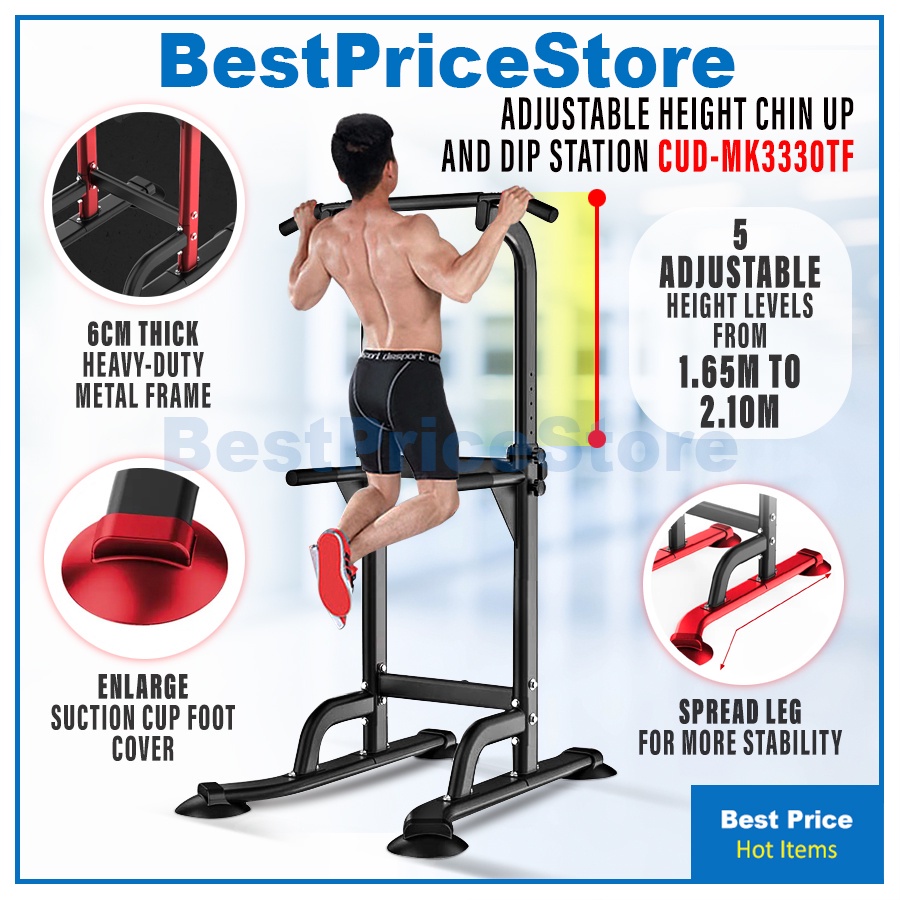 BPS 8.8 Chin Up Tower Pull Up Dip Station Home Gym Workout Station ...