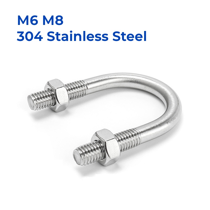 M6 M8 304 Stainless Steel U-type Bolt With Nuts U-shape Screws Nut Pipe ...