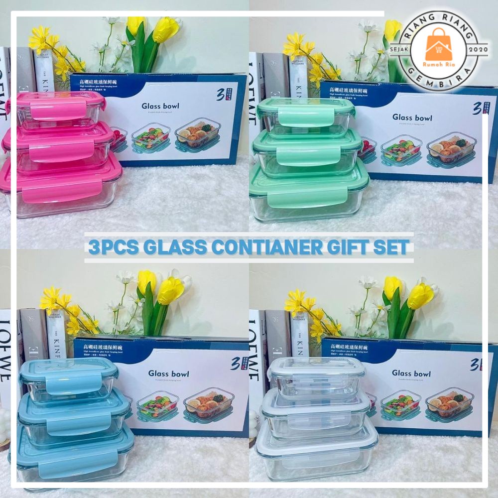 Glass Tupperware Food Container 3pcs Glass Container Set High ...