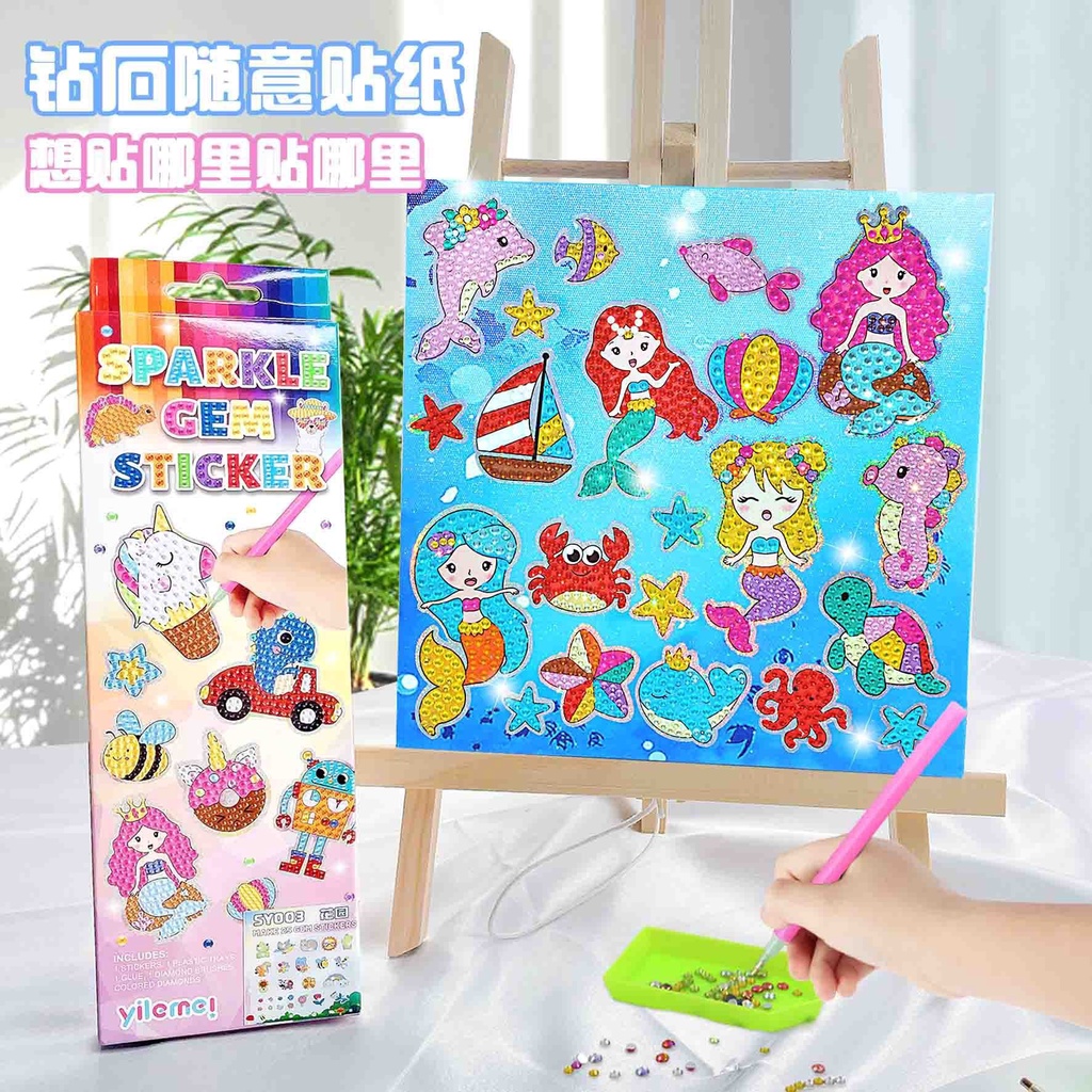 Ready Stock Kid DIY Diamond Sticker Art and Craft Cartoon Diamond ...