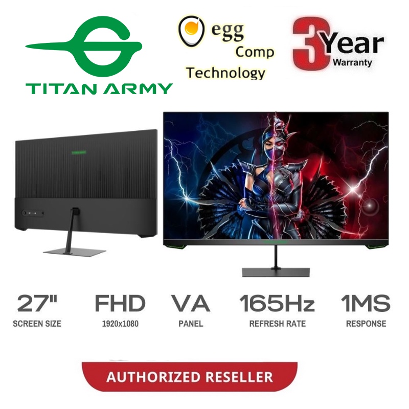 TITAN ARMY 27 INCH FULL HD 165HZ 1MS FLAT GAMING MONITOR (P27H2G ...