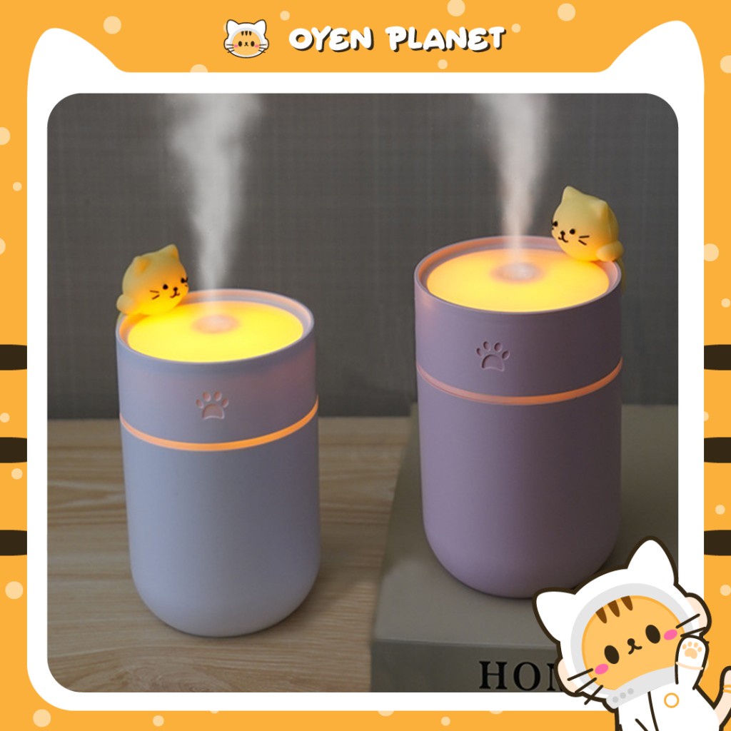 OYEN PLANET Cute Cat Air Humidifier & Night Light Diffuser Mist Maker ...