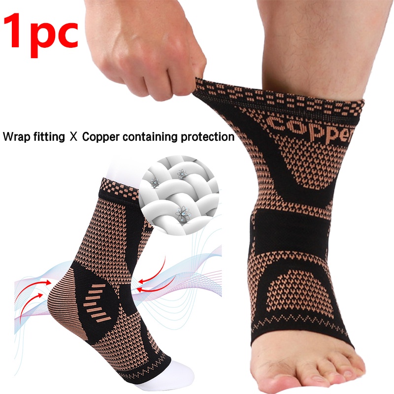 1PCS Copper Ankle Brace Ankle Support Compression Sleeve for Men Women ...