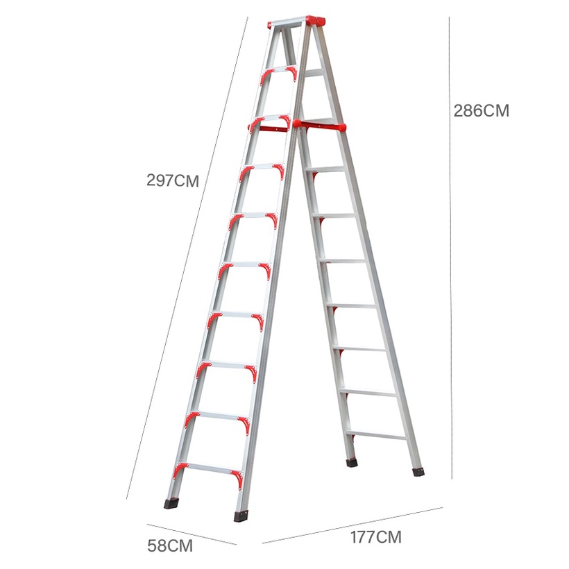 9/10 Step Ladderman Heavy Duty Aluminium Double Sided Ladder ...