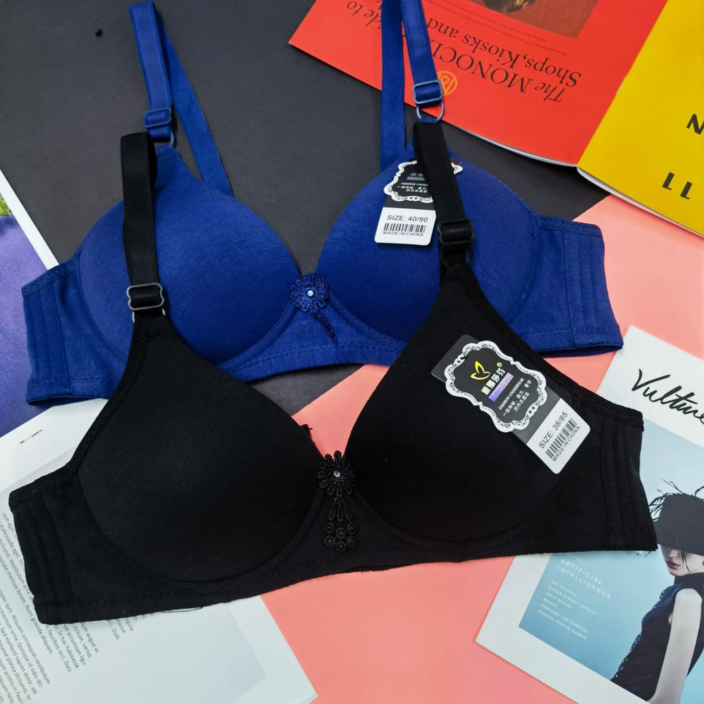 Bra Women Wireless Bra 36-42 B cup Cotton Bra Baju Dalam Wanita Tanpa ...