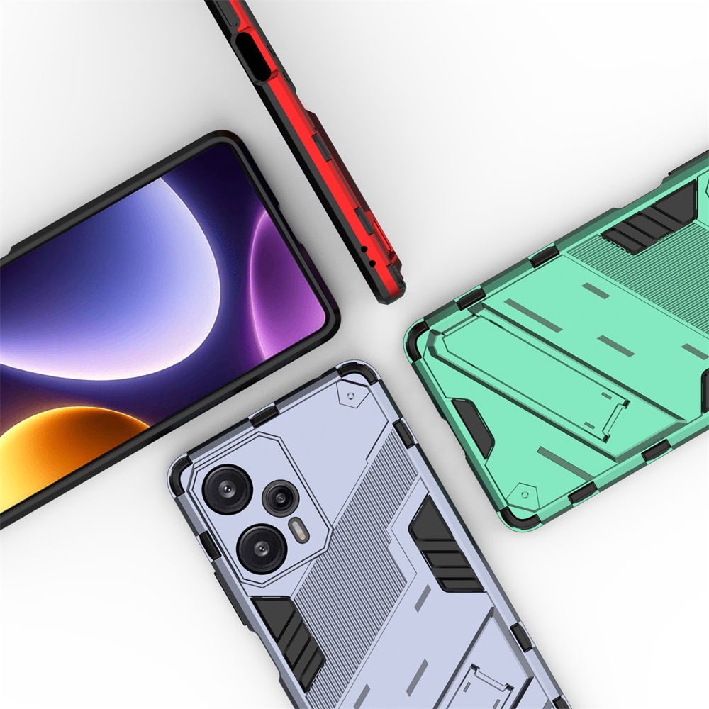 Lenuo Punk Armor Phone Case For Xiaomi Poco F5 Pro Casing Folding Hidden Stand Shockproof All ...