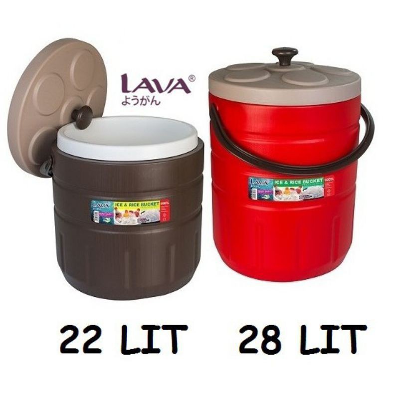 22L/28L HEAVY DUTY RICE BUCKET/ICE BUCKET/COOLER BOX/ICE BOX/TONG NASI ...