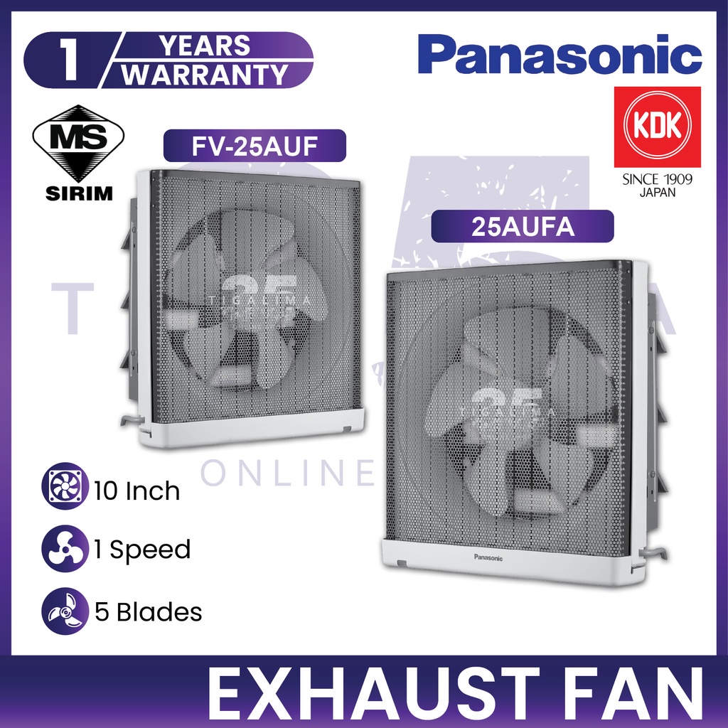 Panasonic FV25AUF1DBH / KDK 25AUF 10" Wall Exhaust Fan Ventilation Fan ...