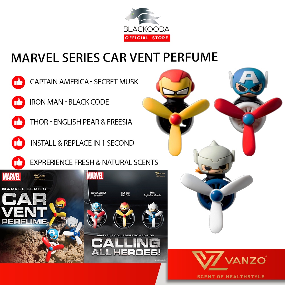 VANZO Marvel Series Car Vent Perfume ( CAPTAIN AMERIC / IRON MAN / THOR ...
