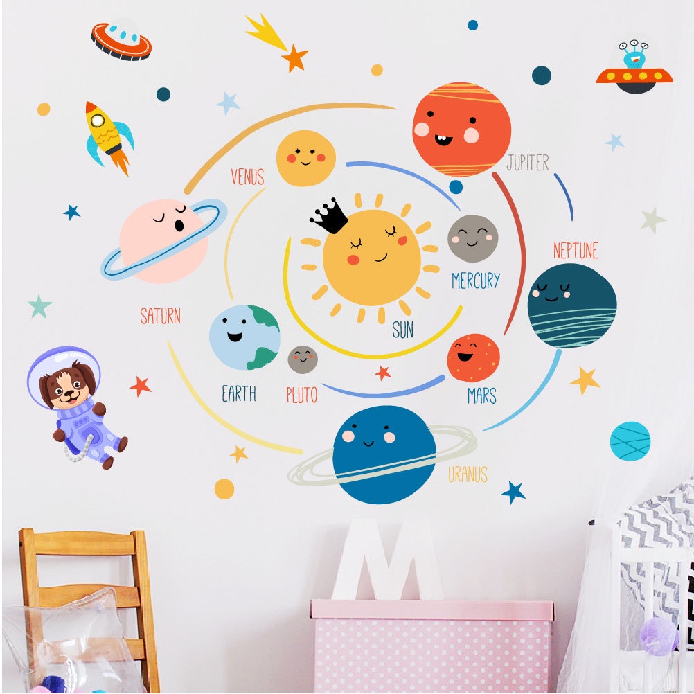 Wall Stickers Solar System Kindergarten Universe Space Planet Galaxy ...