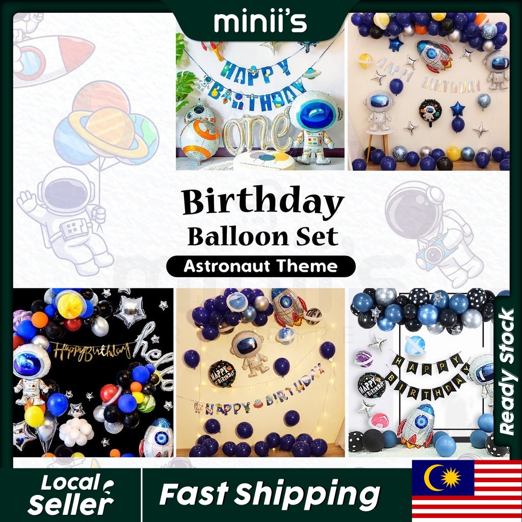 MINIIS Astronaut Rocket Balloon Baby Boys Party Belon Birthday ...