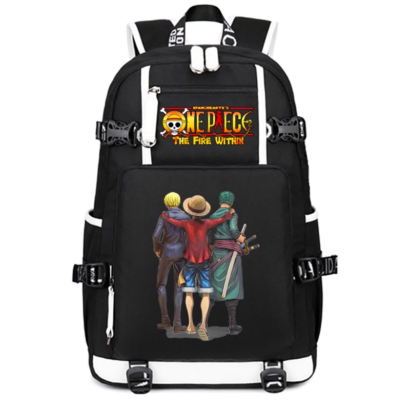 ONE PIECE Anime Cartoon Backpack USB Charge Waterproof Laptop School ...