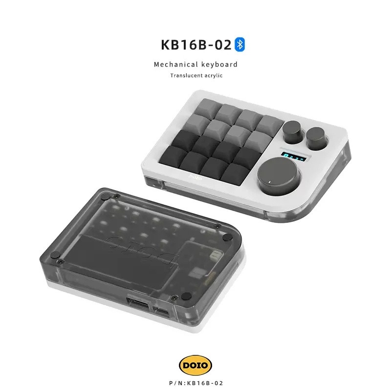 DOIO Mini Bluetooth Keyboard 16 Keys Knob Controller Customized QMK VIA KB16-02 Designer Keypad ...
