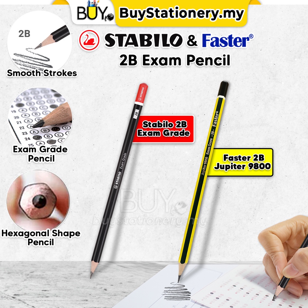 Stabilo Pencil Pensil 2B Exam Grade Faster Jupiter 9800 Pensel Alat ...