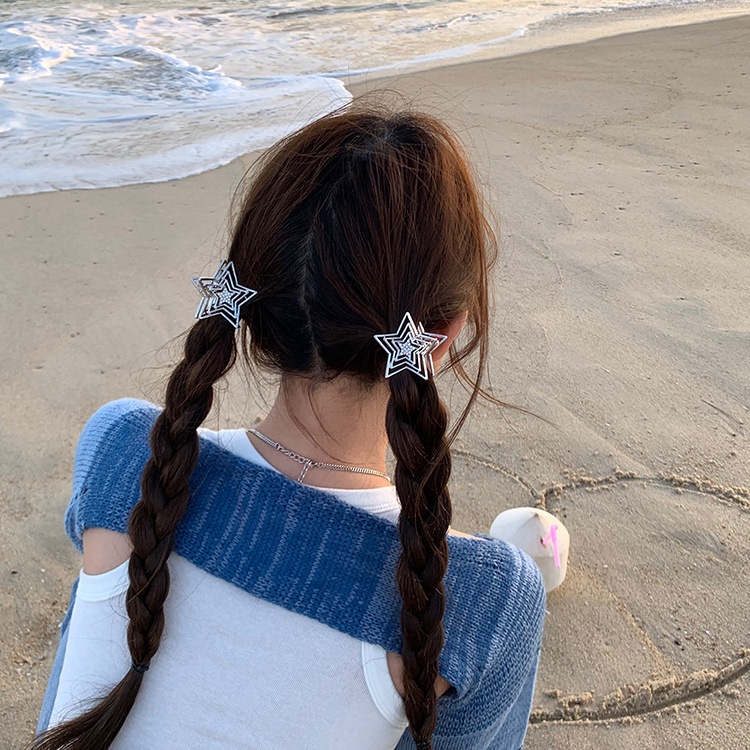 Vintage Y2K Hollow Star Hair Clip with Back Grip for Bun Hairstyles ...