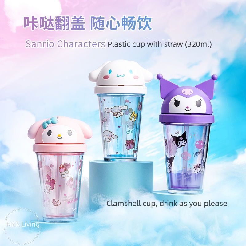 MINISO Sanrio Straw Cup - Flip-top Plastic Cup, Cartoon, High Aesthetic ...