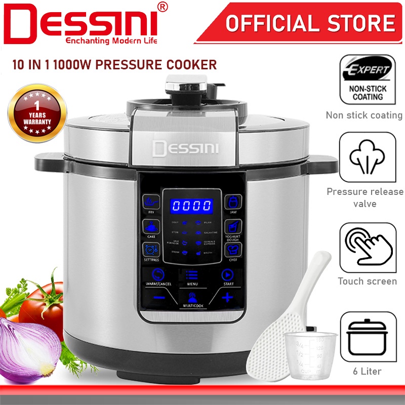 DESSINI ITALY 14 IN 1 Electric Digital Pressure Cooker Non stick ...