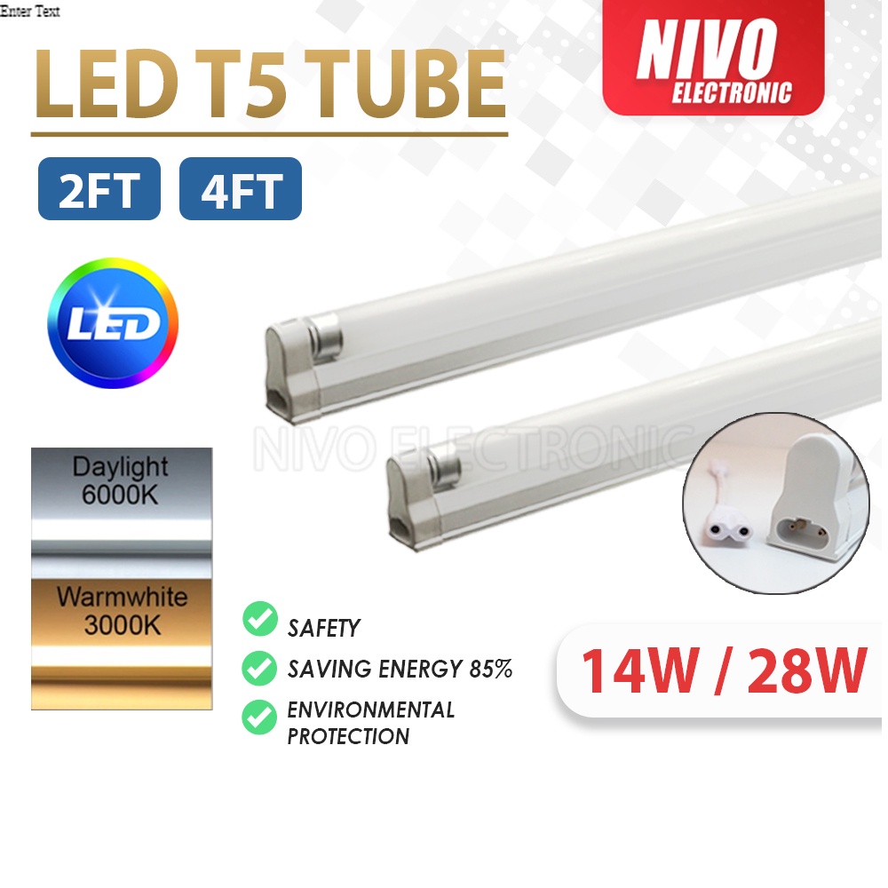 T5 FLUORESCENT FITTING C/W G5 14W/18W T5 GLASS TUBE - (DAYLIGHT / WARM WHITE) | Shopee Malaysia