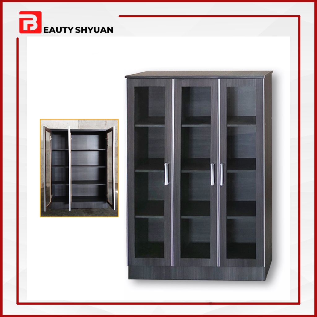[FREE SHIPPING] CLASSIC Cool Grey 3 Door Display Cabinet Display Rack ...