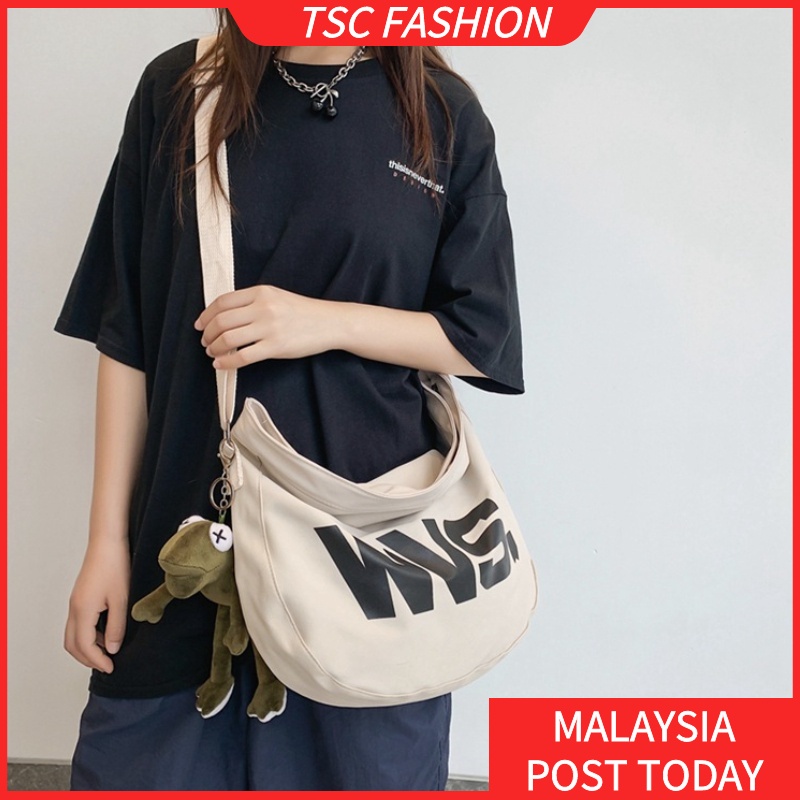 Ins Japanese Simple Messenger Bag Large-capacity Women's Bag New Casual Canvas Men's Shoulder ...