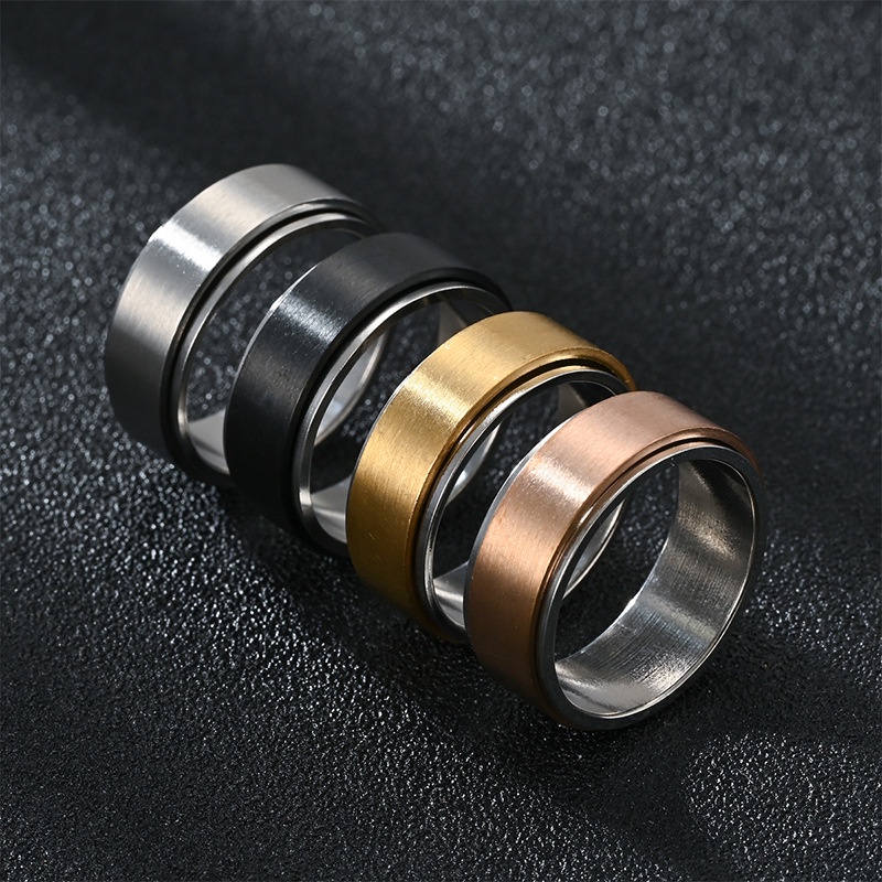 Brand new fashion stainless steel 8mm matte ring that can spin,retro ...