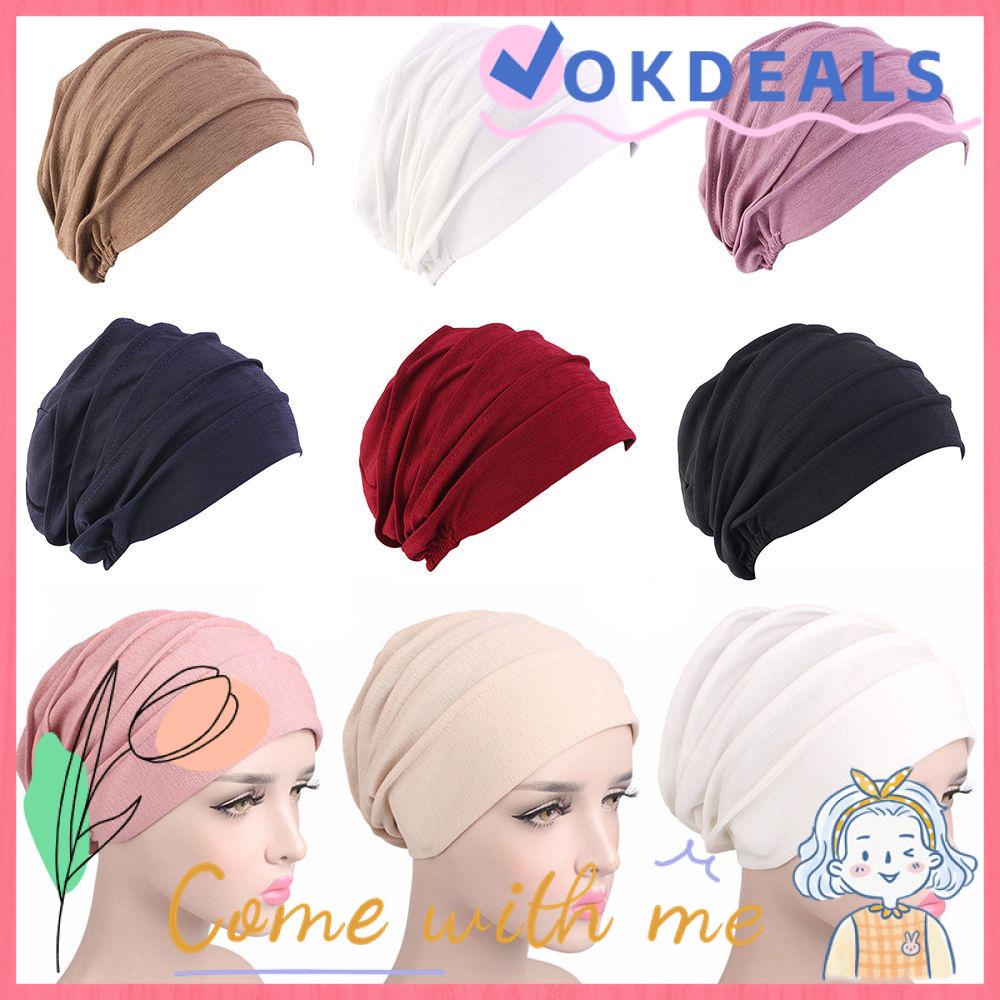 OKDEALS Cotton Muslim Hijabs Elastic Head Wrap Women Turban Hat Winter ...