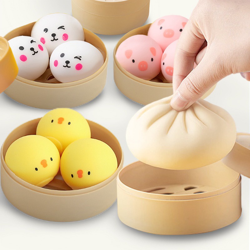 3pcs Stress Relief Toys Anti-stress Pressure Pig Ball Fidget Cute ...