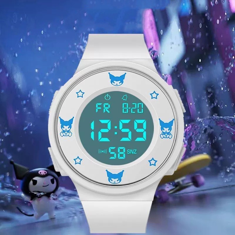 Sanrio Kuromi LED Light Watch for Kids Girls Silicone Strap Round Dial ...