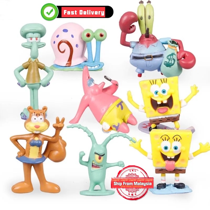 Cartoon SpongeBob SquarePants Figurines Bob Crab Boss Patrick Star PVC ...