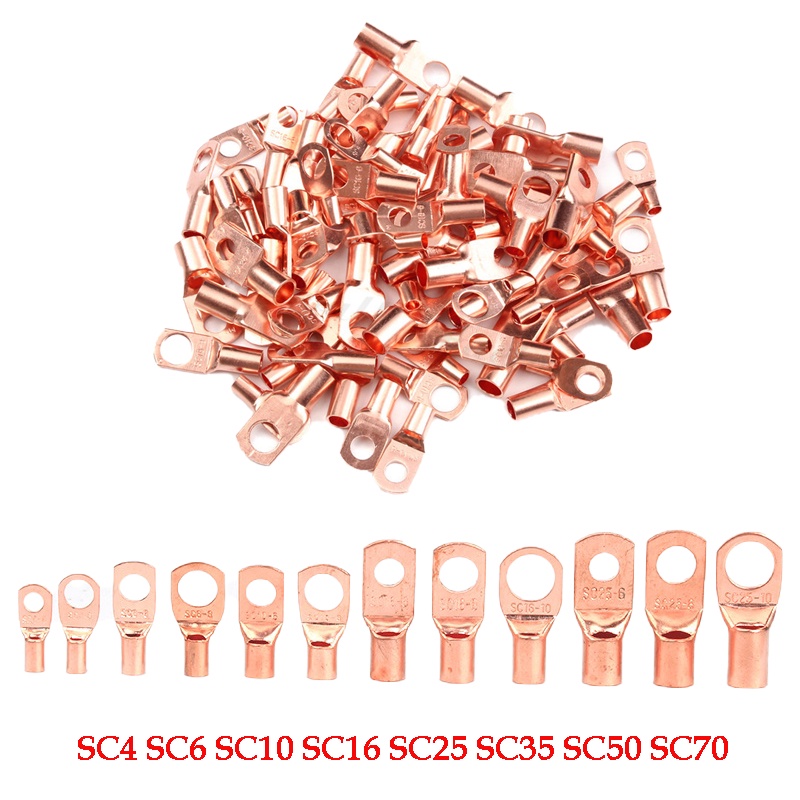 10/30pcs SC4 SC6 SC10 SC16 Copper and silver Lug Ring Wire Connector ...