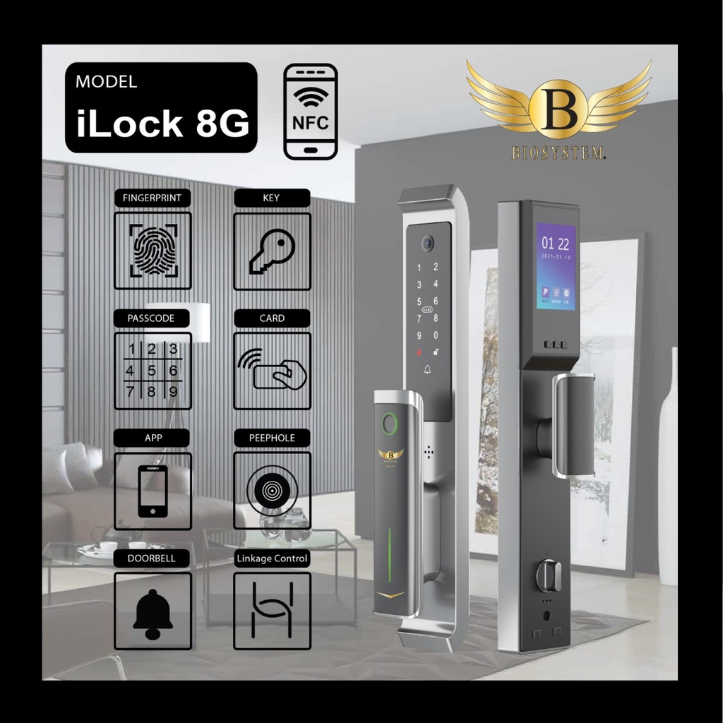 Biosystem iLock 8G Intelligent Digital Smart Door Lock Fingerprint ...