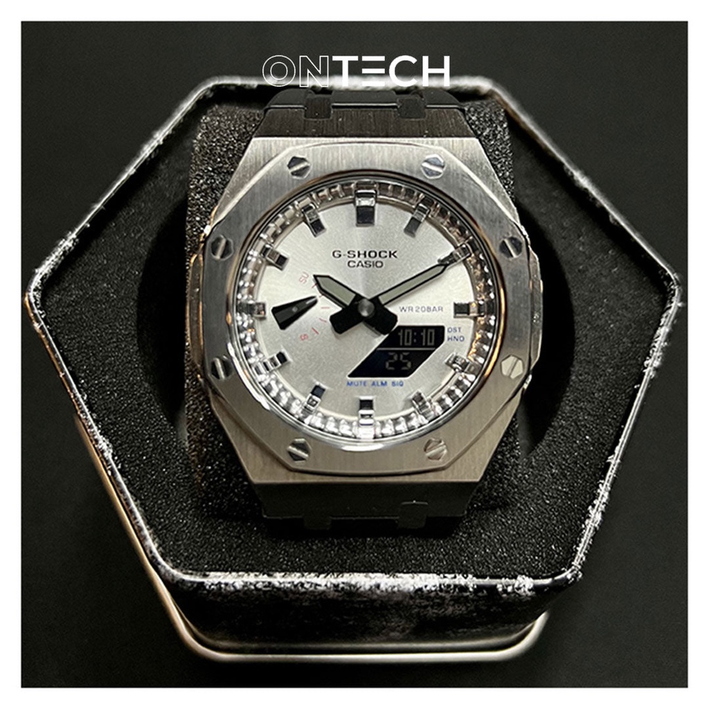 Casio G-Shock "CasiOak Custom" Silver (Full Silver Bezel Black Strap ...