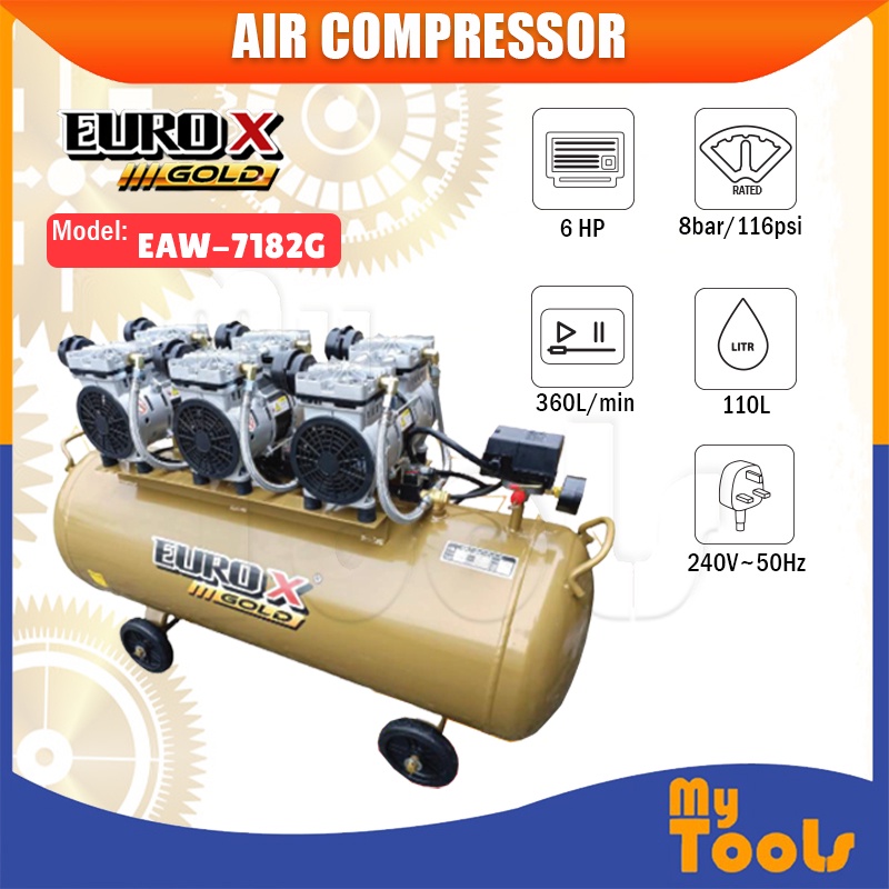Mytools 6HP Air Compressor EuroX EAW 7182G Heavy Duty | Shopee Malaysia