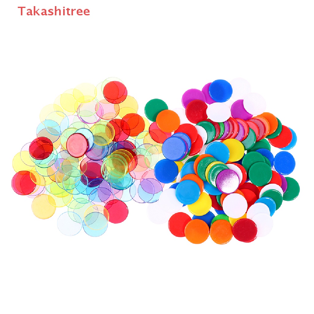 (Takashitree) 100pcs Transparent Color Counters Coung Bingo Chips Plastic Supplies Counters ...