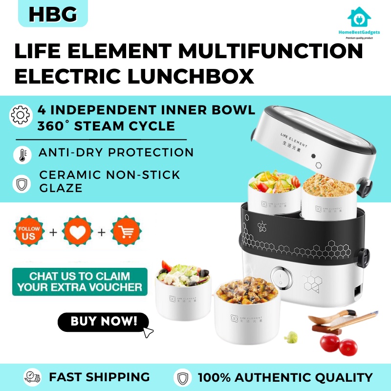 Life Element Electric Lunch Box With 4 Ceramic Inner Pot Lunch Box ...