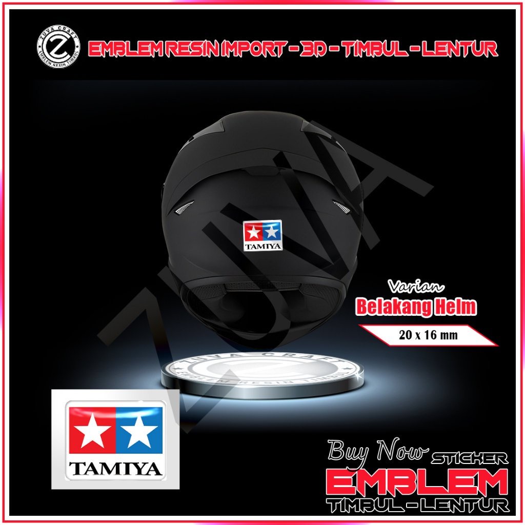 PUTIH 3d HELMET REAR STICKER WHITE TAMIYA LOGO MOTORCYCLE EMBLEM ...