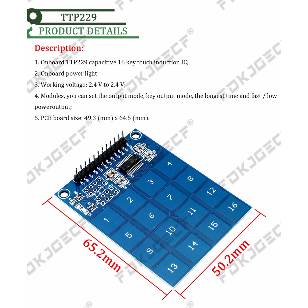 TTP223/TTP224/TTP226/TTP229 Jog Digital Touch Switch Sensor Digital 1/4/8/16 channel Touch Key ...