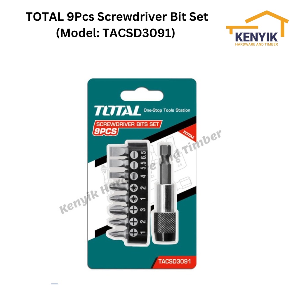 TOTAL 9Pcs Screwdriver Bit Set (Model: TACSD3091) | Shopee Malaysia