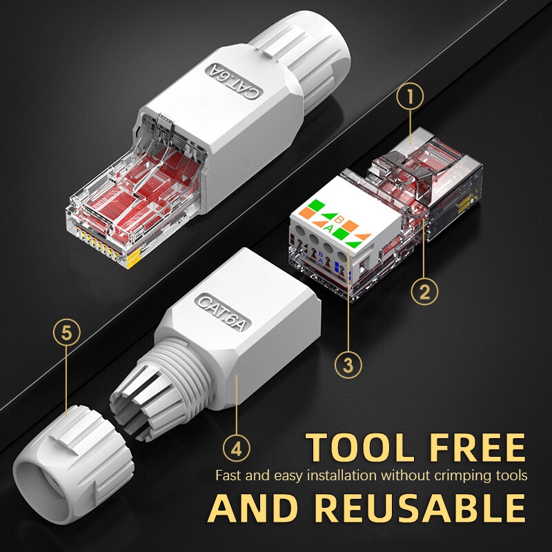 1PCS RJ45 CAT6A CAT6 CAT5E Connector, ZoeRax Tool Free Ethernet ...