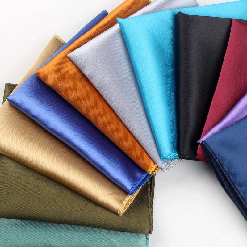 23*23CM Dark Red Gold Blue Solid Polyester Men's Handkerchief Casual ...