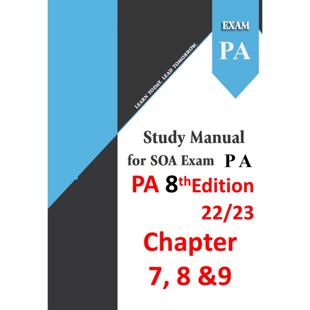 (Updated Chapters) SOA Exam Manual PA (Predictive Analytics) 8th ...