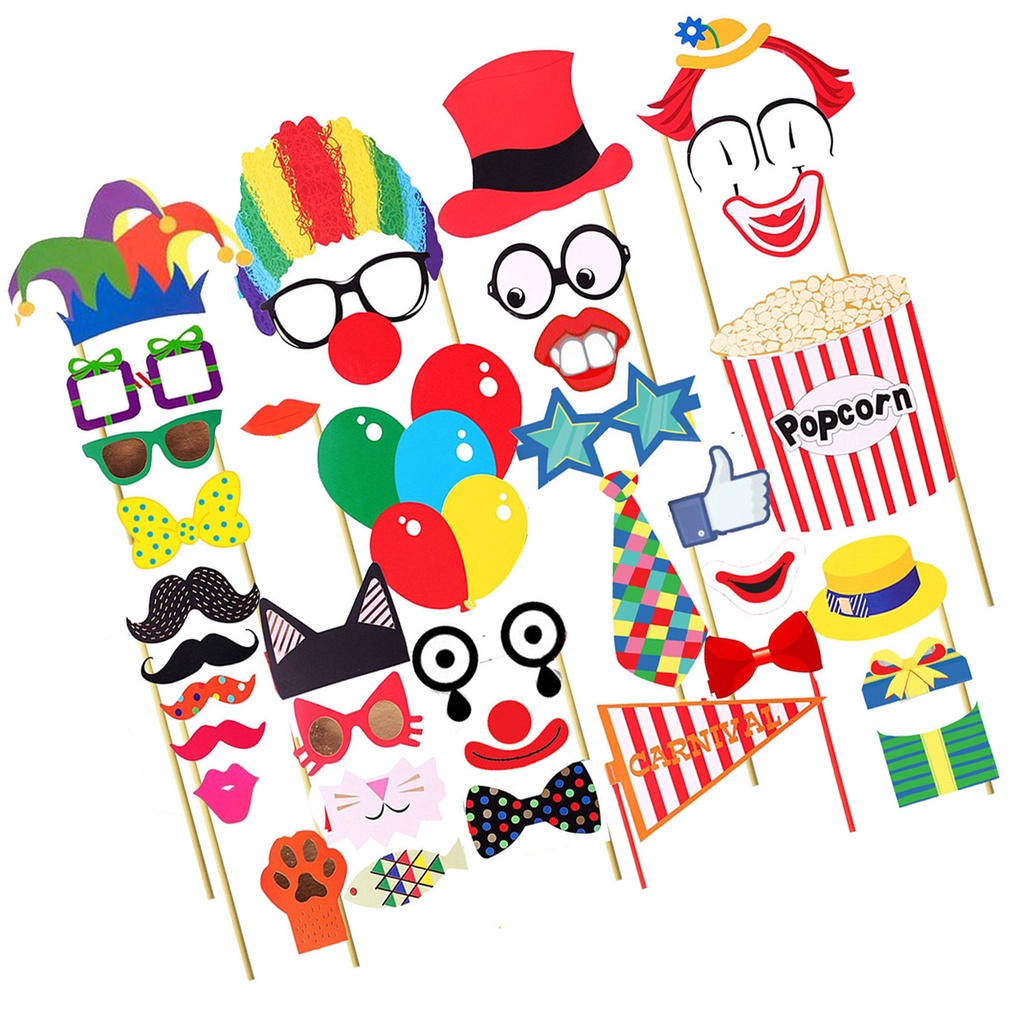Carnival Decorations Wedding Circus Photo Booth Props 36 PCS | Shopee ...