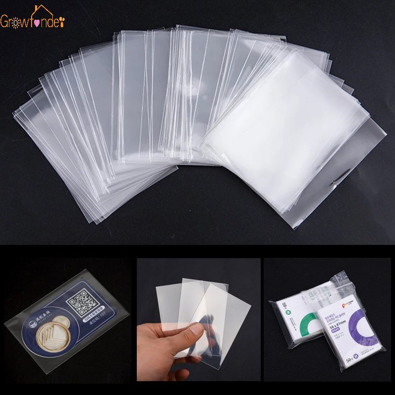 50Pcs Portable Plastic Clear Waterproof Card Holder Business Credit ID ...