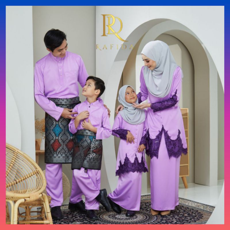 RAFIDA BAJU RAYA 2023 SEDONDON IBU AYAH ANAK SET RAYA 2023 LILAC ...