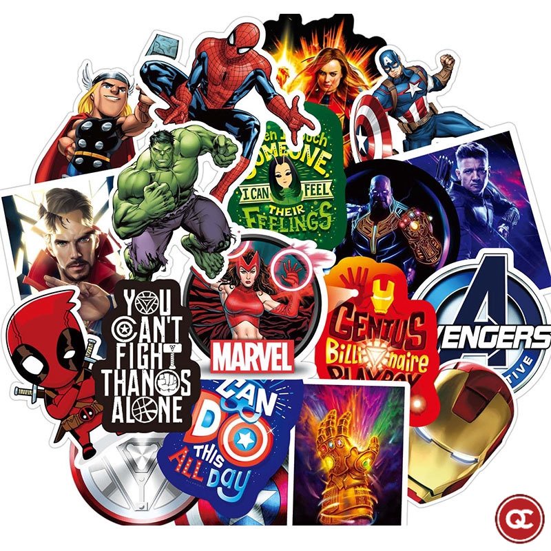 QC 50pcs Marvel Toys Avengers Endgame Stickers Super Hero Hulk Iron Man ...