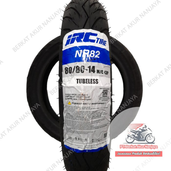 IRC NR82 80 80 14 NR 82 Tubeless Motorcycle Tire with Valve Bonus ...