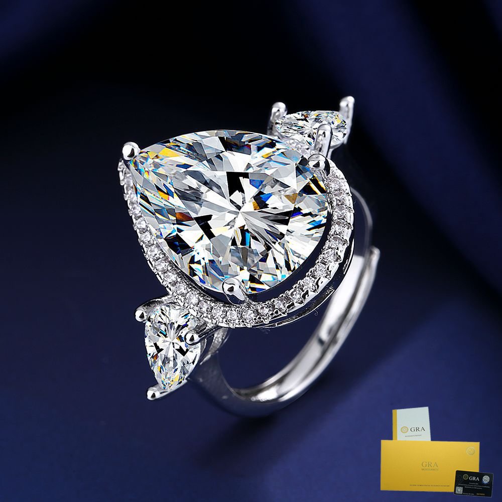 [with Gra Certificate] Luxury Pear-Shaped WaterDrop Ring Elegant 5 Karat Diamond Ring Wedding ...